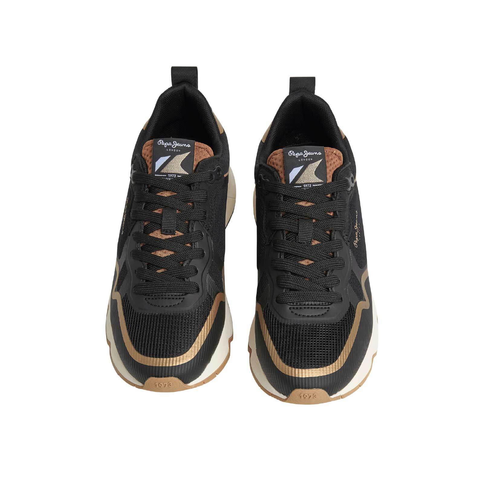 Tenis Pepe Jeans Mujer Brit Pro Nice Negro - Dorado - Fruta Fresca